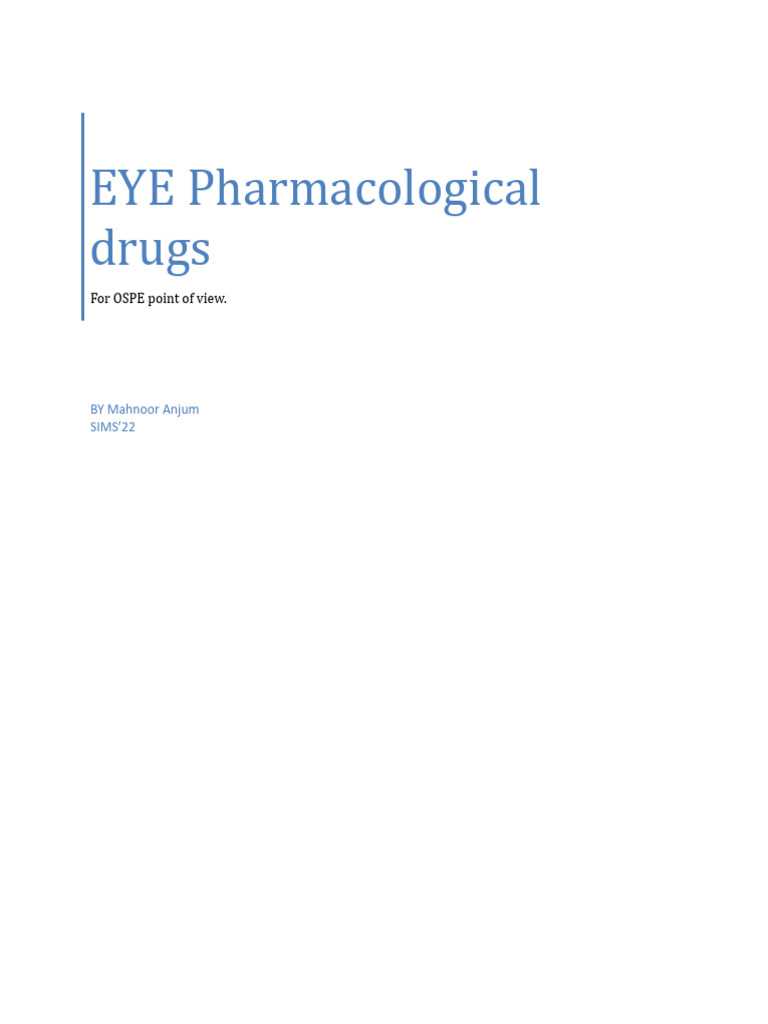 Essential Eye Pharmacology Overview | PDF | Glaucoma | Medicine