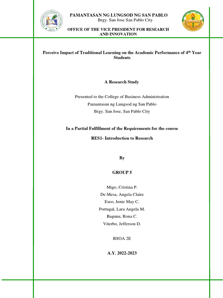 Finalltthesis Manuscript Group 5 | PDF | Teachers | Learning