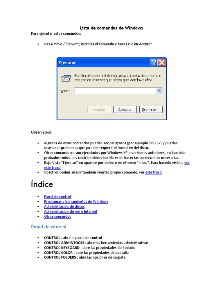 Lista de Comandos de Windows | PDF | Archivo de computadora | Microsoft ...