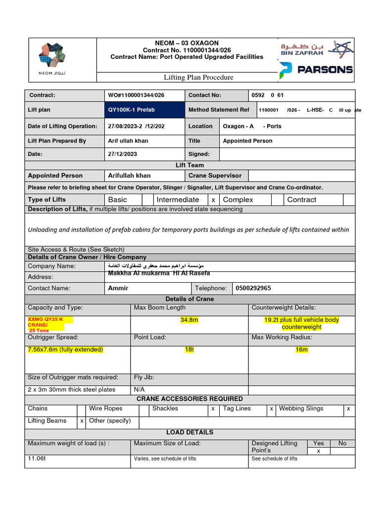 Crane Lifting Plan for Prefab Cabins | PDF | Crane (Machine) | Elevator