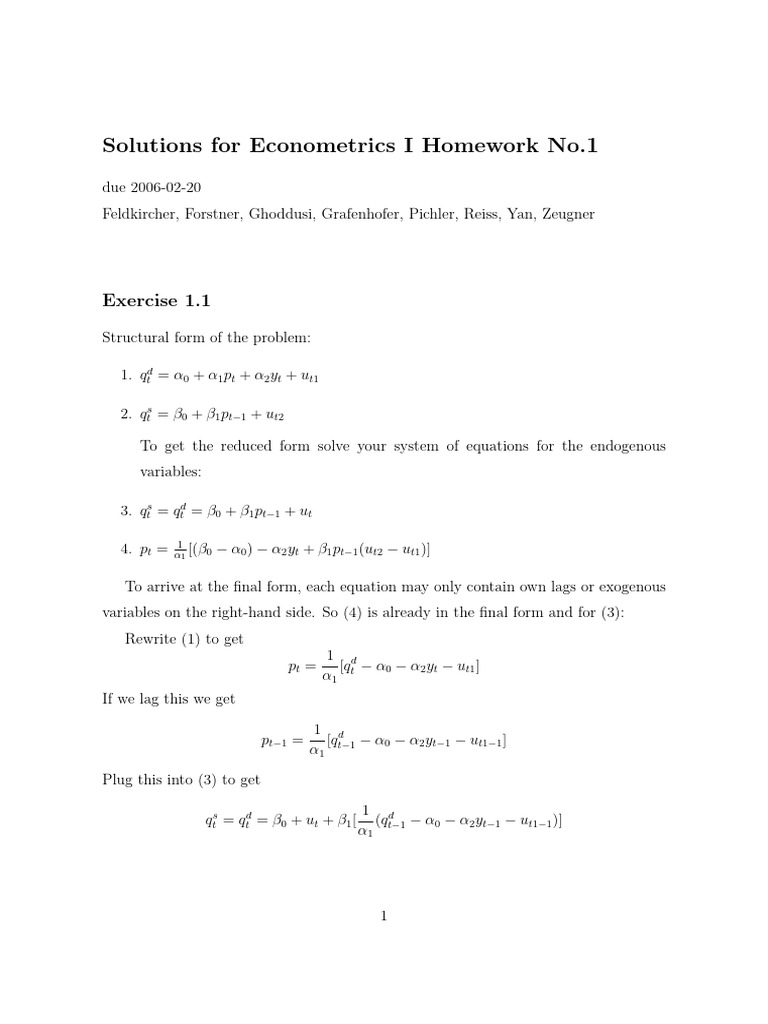 Ecomt Solns1 | PDF | Mathematical Relations | Linear Algebra