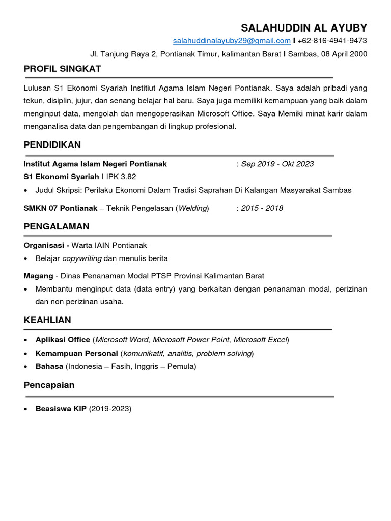 Salahuddin Al Ayuby - Berkas Lamaran HPI PALM OIL - Kepala Administrasi Dan Umum - Compressed | PDF