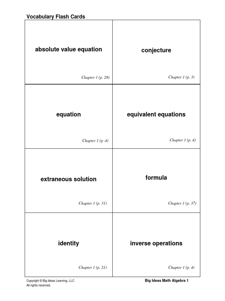 Glossary Flashcards Alg1 | PDF | Equations | Function (Mathematics)
