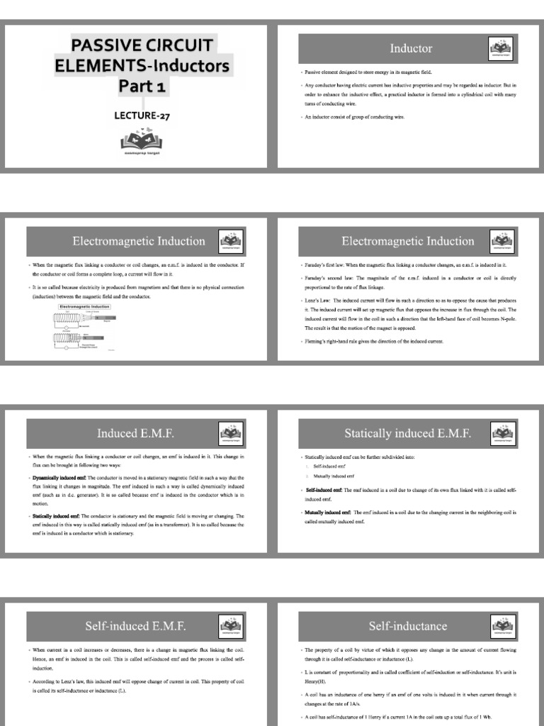Passive Circuits Elements INDUCTOR Part1 | PDF