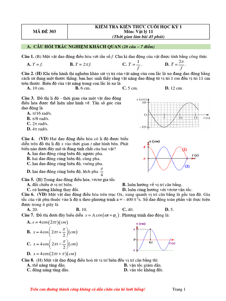 Kiem Tra Cuoi HK 1 (23-24) - de - Dap An de 3 | PDF