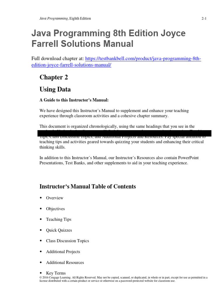 Java Programming 8th Edition Joyce Farrell Solutions Manual | Download ...