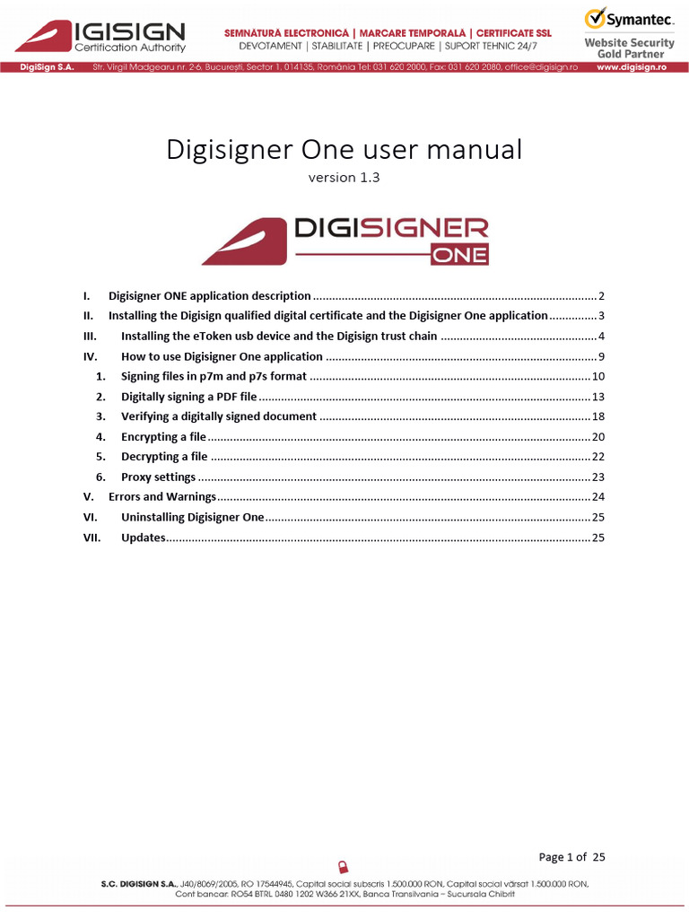 Manual de Utilizare DigiSigner One Q2 2015 EN | PDF | Microsoft Windows | Public Key Certificate