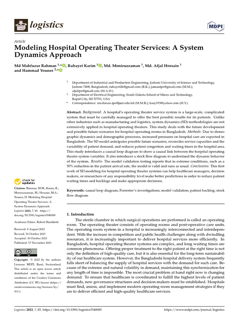Modeling Hospital Operating Theater Services - A System Dynamics ...