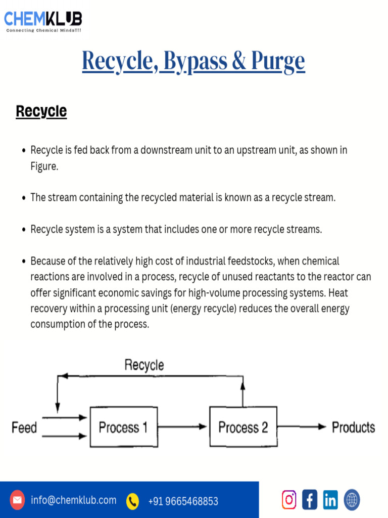 Recycle, Bypass & Purge | PDF | Recycling | Chemical Reactor