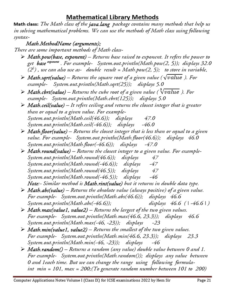 Computer Application IX MathLib | PDF