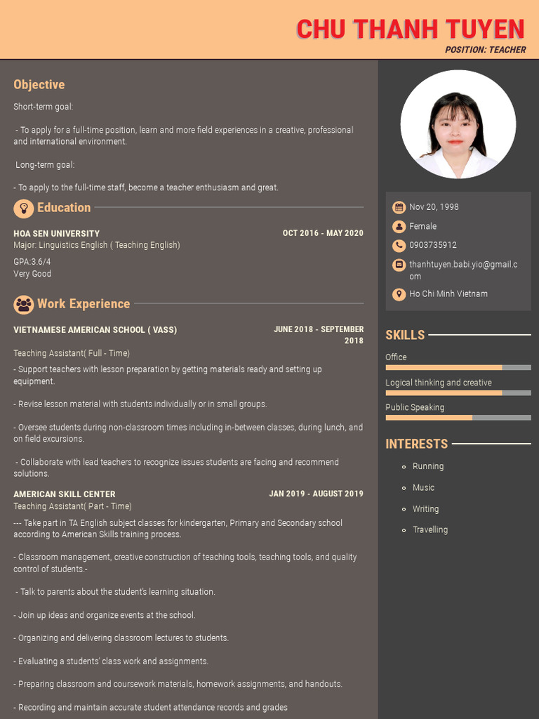 CV Chu Thanh Tuyen | PDF | Teachers | Lesson Plan