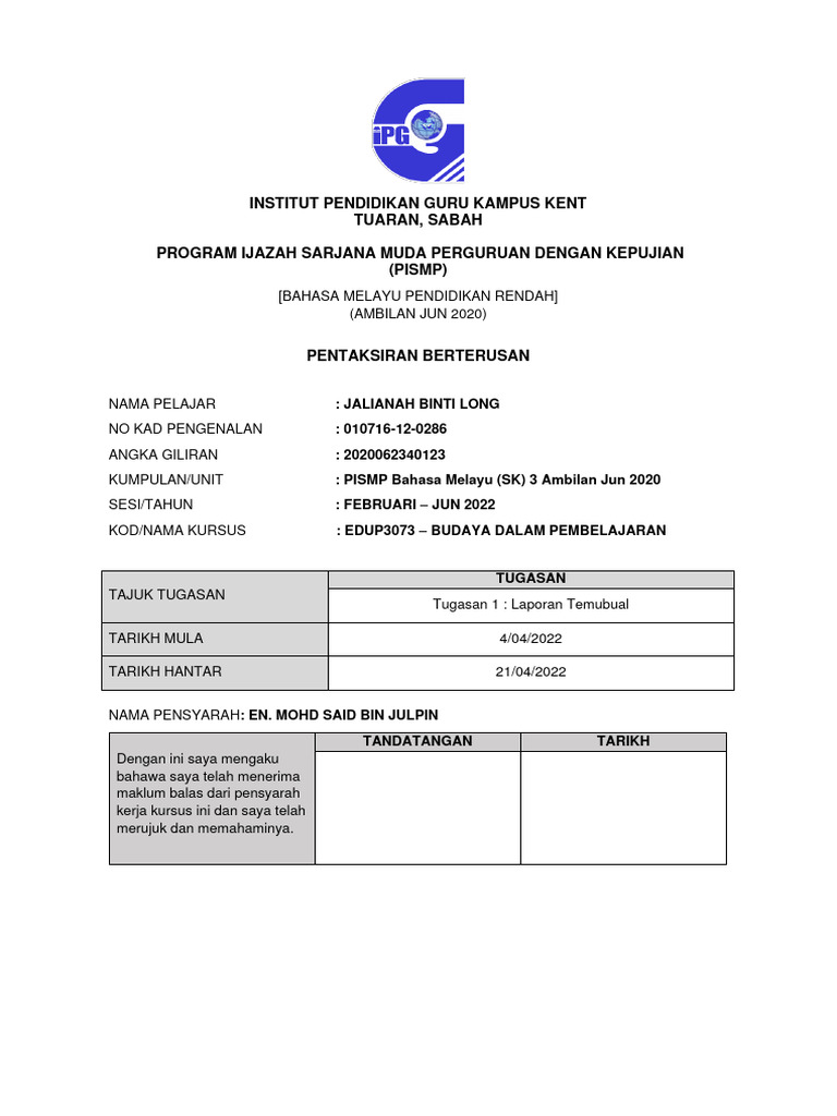 Laporan Temubual Edup3073 | PDF