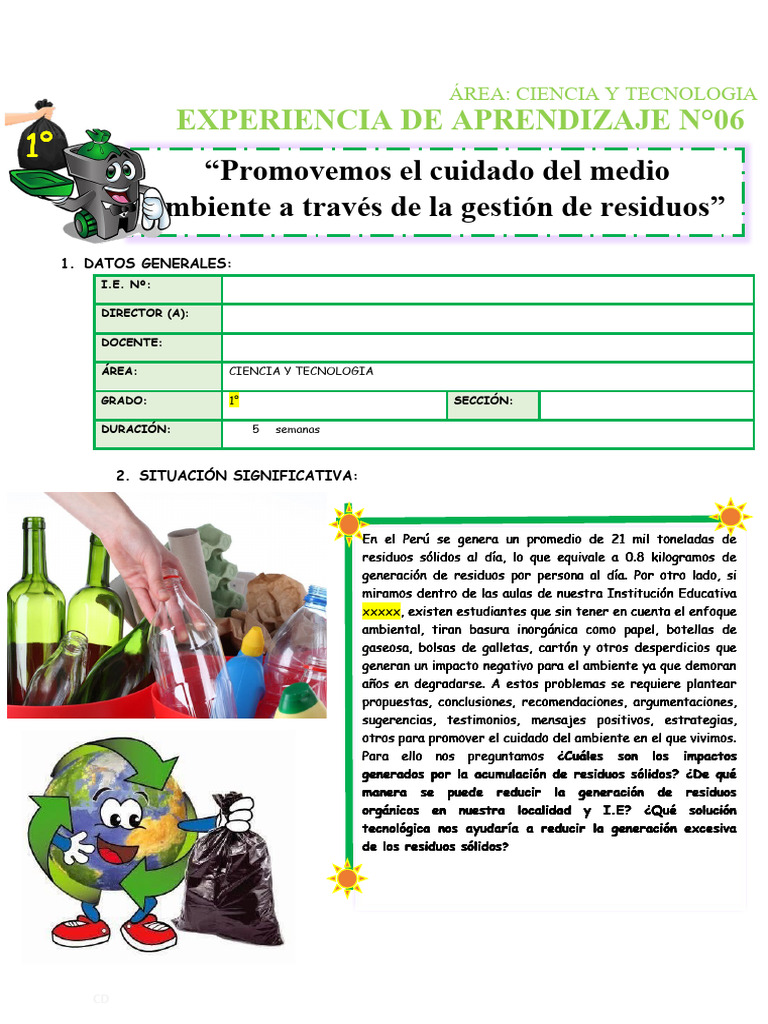 1° Experiencia de Aprendizaje - Exp6 - Cyt | PDF