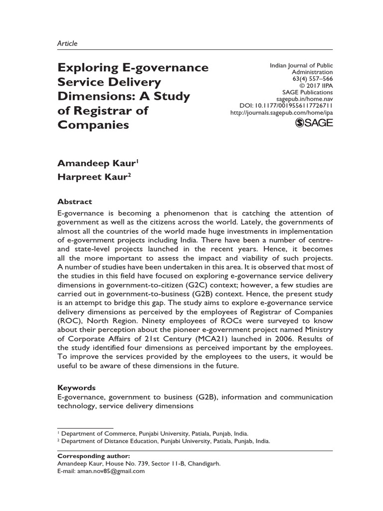 2017 - Exploring E-Governance (Gaps For Service Dimensions) | PDF