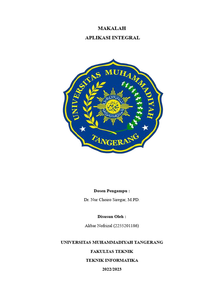 Aplikasi Integral Akbar Nofrizal | PDF