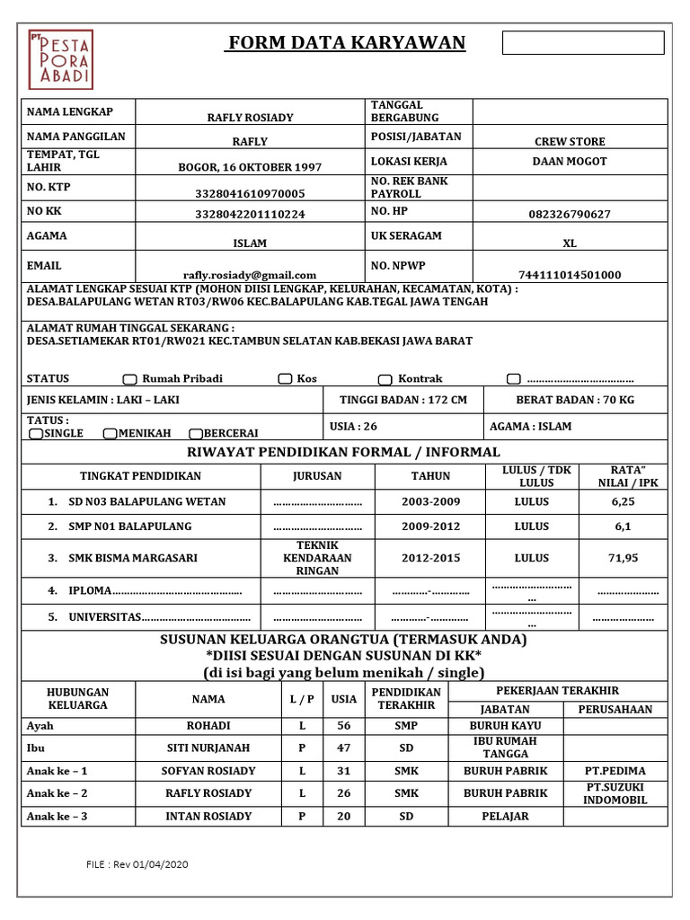 Data Karyawan Gacoan | PDF