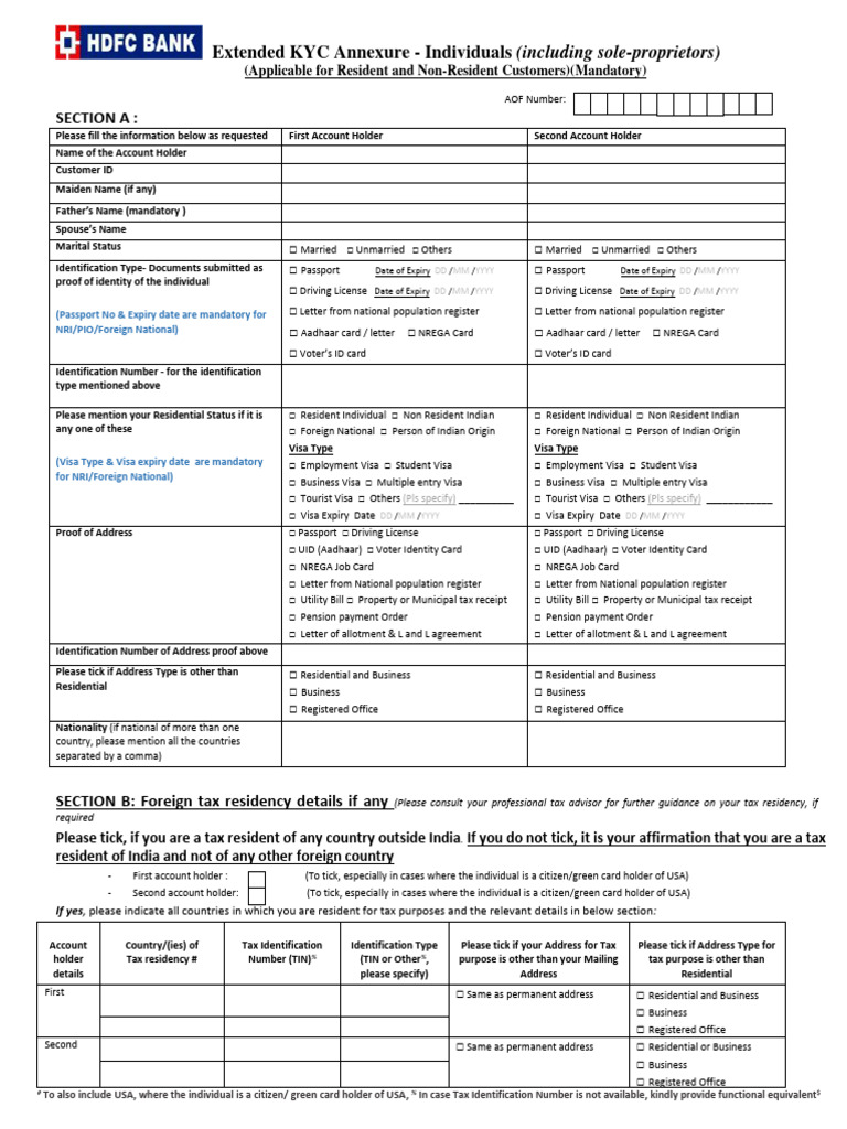 Extended KYC - FATCA | PDF | Identity Document | Travel Visa