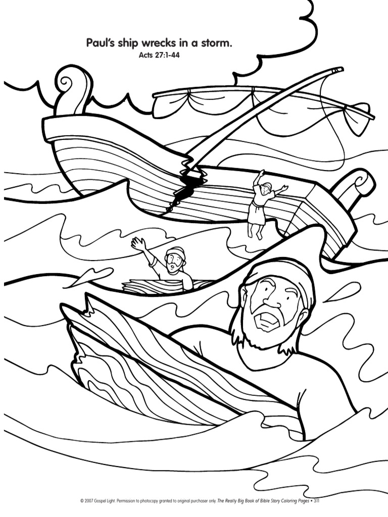 Paul's Shipwreck: A Bible Story Coloring Page | PDF