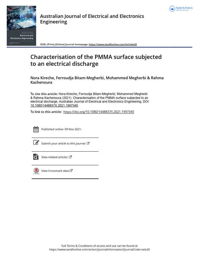 Characterisation of The PMMA Surface Subjected To An Electrical ...