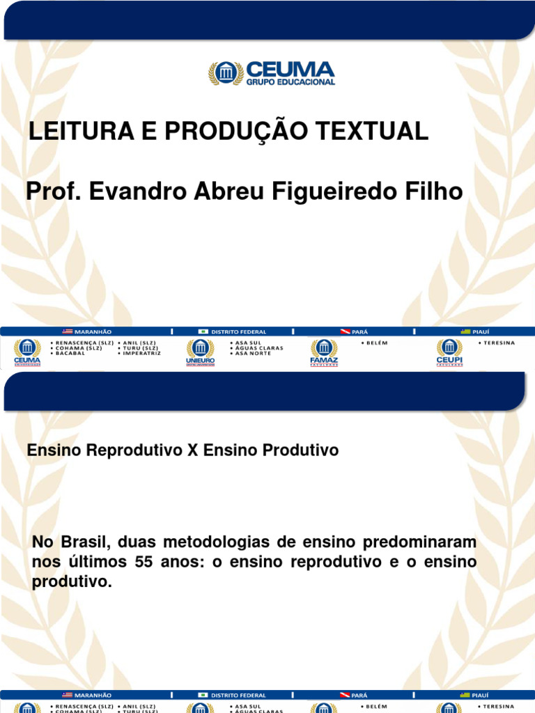 Slides Aula Ensino Reprodutivo e Ensino Produtivo, Gramã¡tica Normativa e Linguã Stica ...