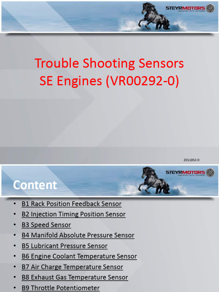 Z011852-0 Trouble Shooting Sensors 2017.10 | PDF | Ignition System | Voltage