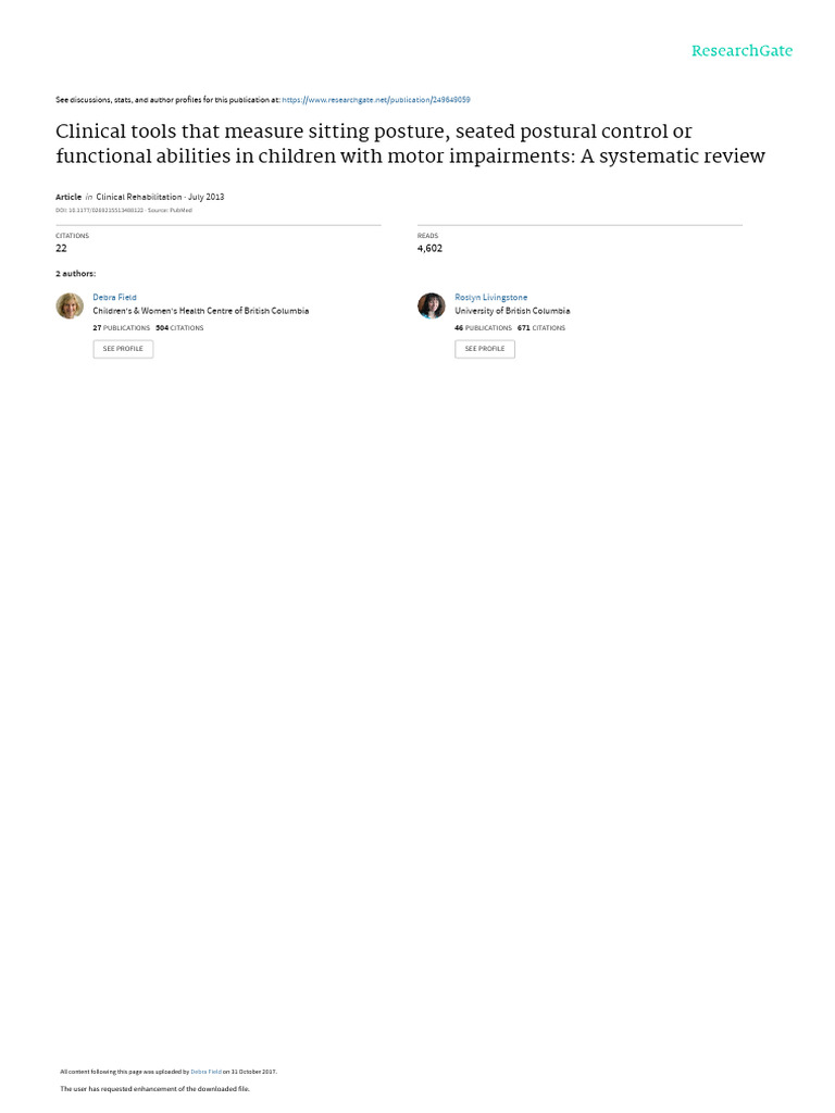 Clinical Tools That Measure Sitting Posture Seated | PDF | Validity ...