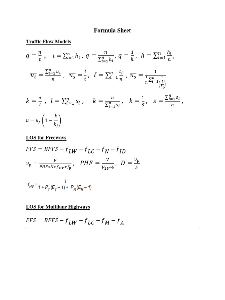 Traffic Flow Formula Guide | PDF