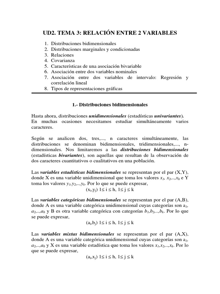 UD2 TEMA 3. Relacion Entre 2 Variables Ok | PDF | Regresión lineal ...