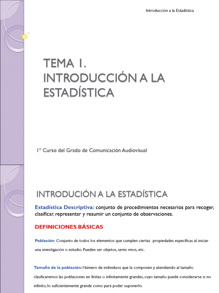 Ud1 Tema 1. Introduccion Estadisitica Variables Medidas | PDF