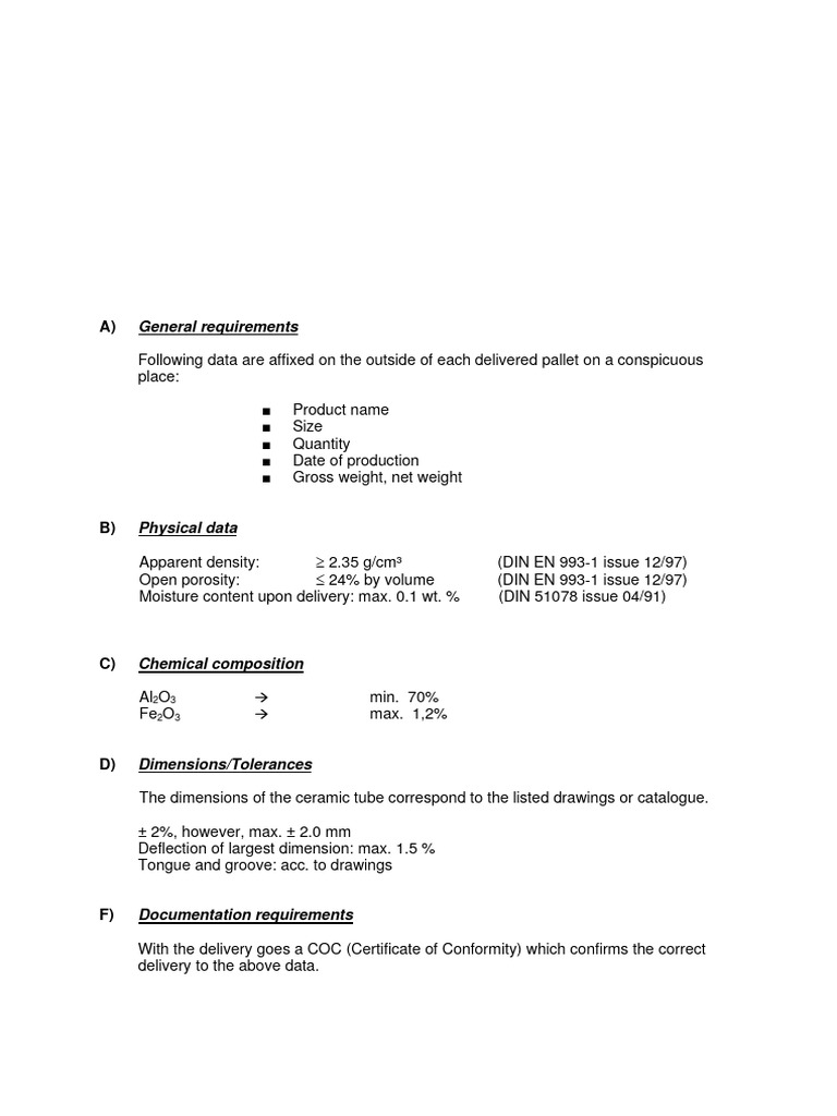 DATA SHEET - Ceramic Tubes - Zhengzhou Kaiyuan Refractories - 70% Al2O3 ...