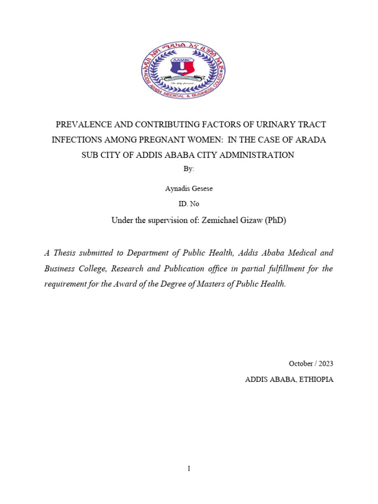 Aynadis Thesis Corrected | PDF | Urinary Tract Infection | Pregnancy