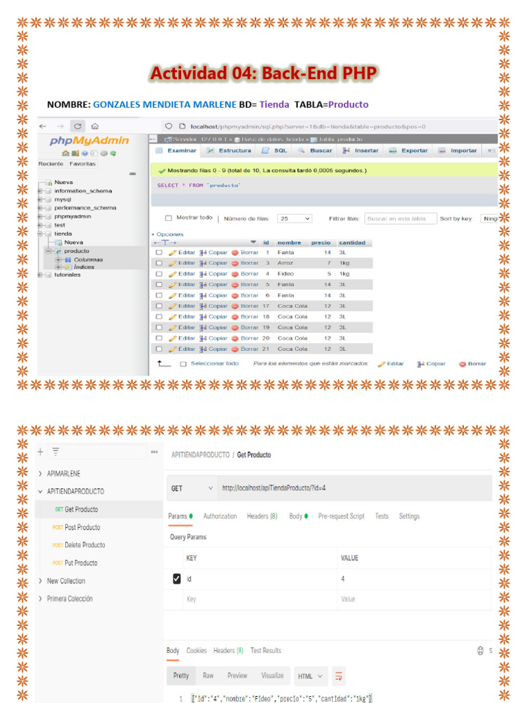 Actividad 04 Capturas Back-End PHP Marlene Gonzales M | PDF