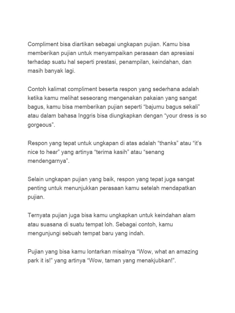 Compliment Bisa Diartikan Sebagai Ungkapan Pujian | PDF | Karier ...