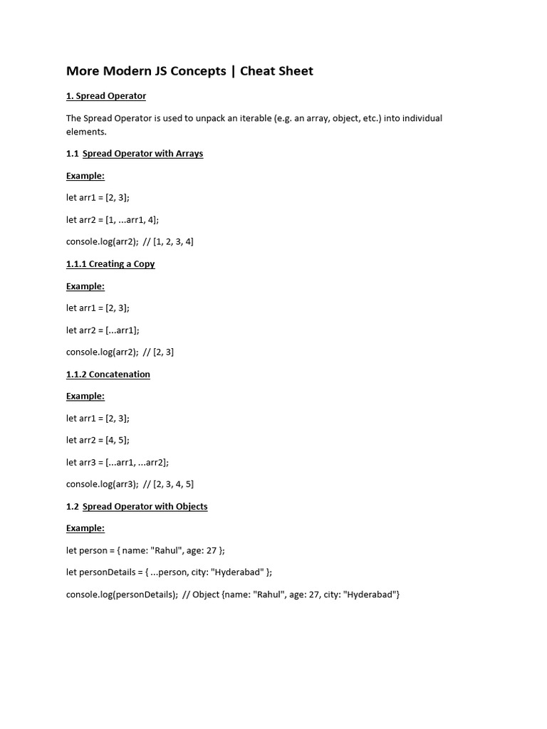 Js Essentials Cheat Sheets 1 Pdf Scope Computer Science Inheritance Object Oriented 