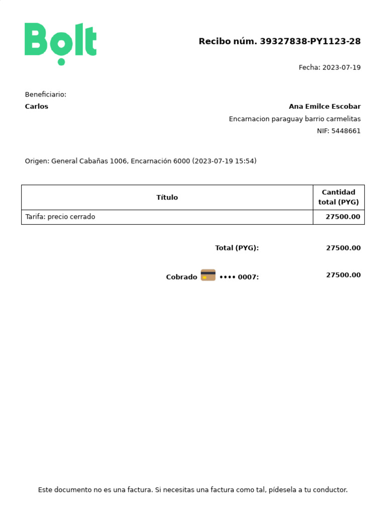Ride Invoice From Bolt | PDF