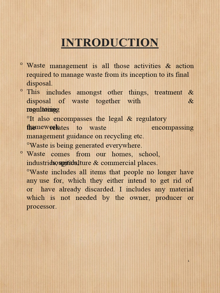 Waste Management: An Urgent Overview | PDF | Waste | Waste Management