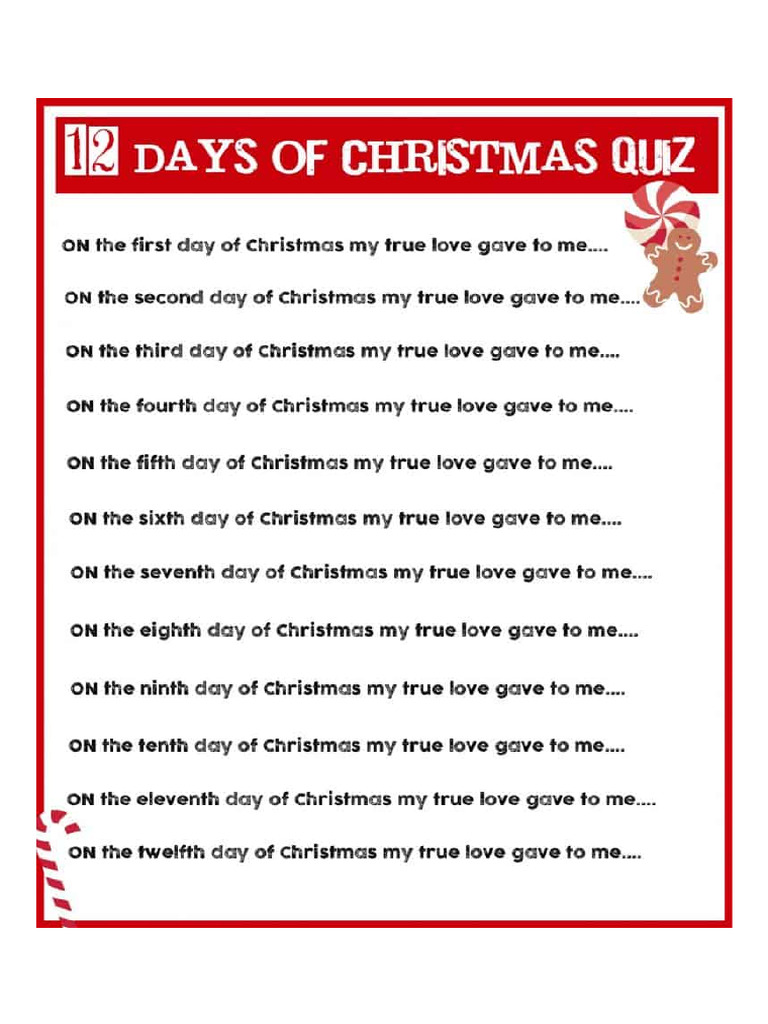 12 Days of Christmas Quiz | PDF