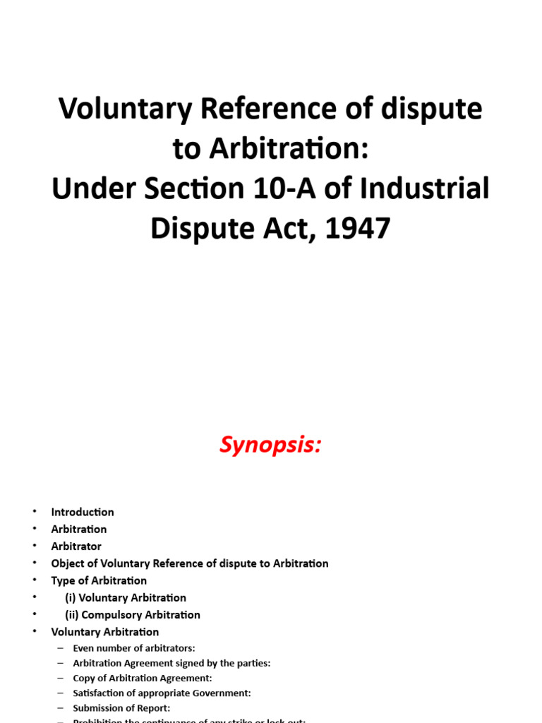 7... Voluntary Arbitration Sec 10 A | PDF | Arbitration | Strike Action