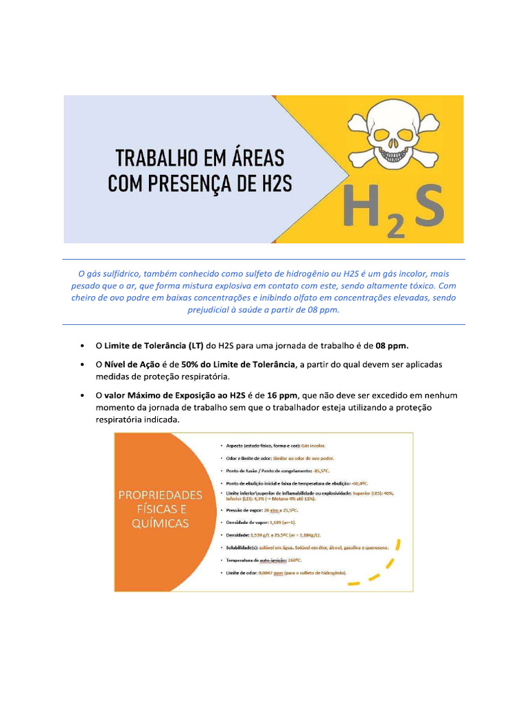 Trabalho em Areas Com Presença de H2S | PDF