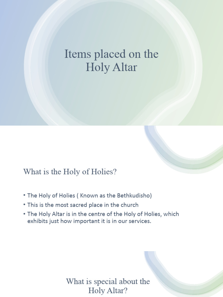 Items Placed On The Holy Altar | PDF | Altar | Eucharist