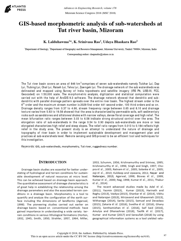 GIS-based Morphometric Analysis of Sub-Watersheds at Tut River Basin ...