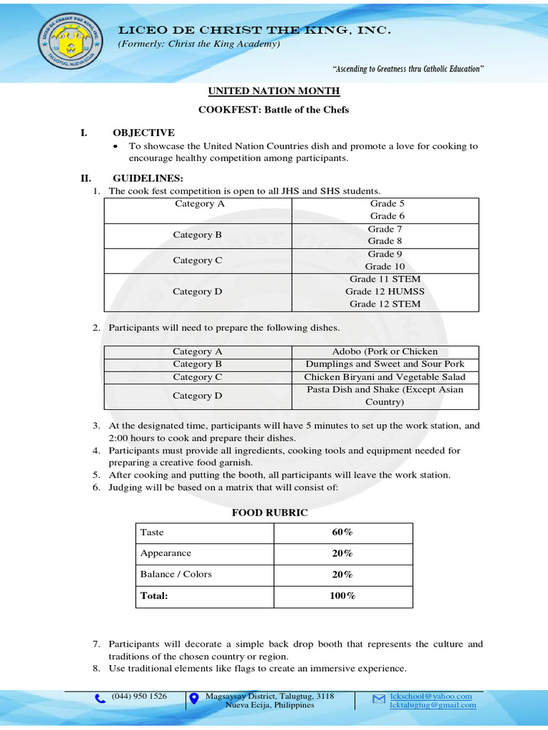 Cookfest Guidelines and Mechanics | PDF | Asian Cuisine | Food And ...