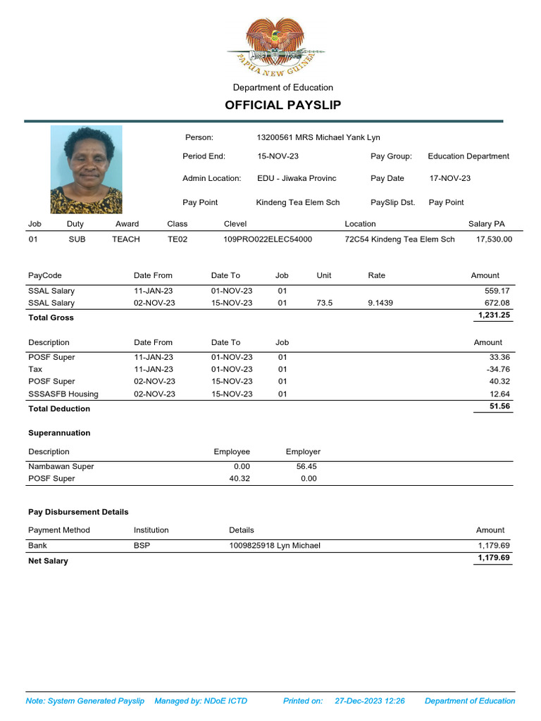 Official Payslip: Department of Education | PDF | Paycheck | Salary