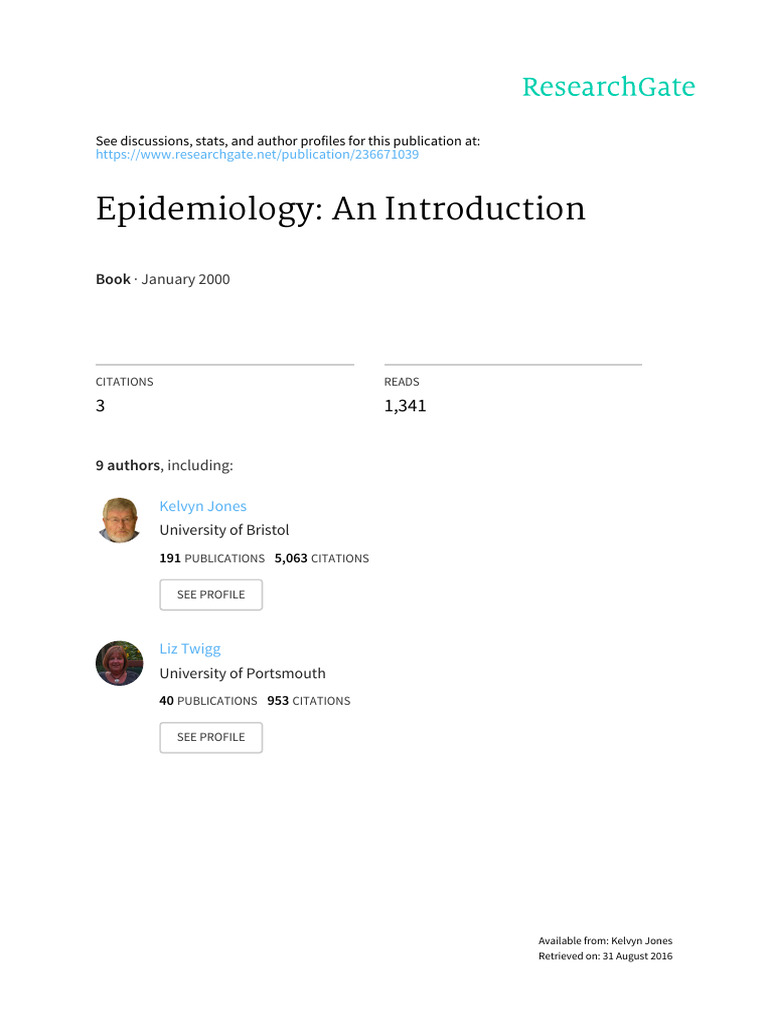 Epidemiology An Introduction | PDF