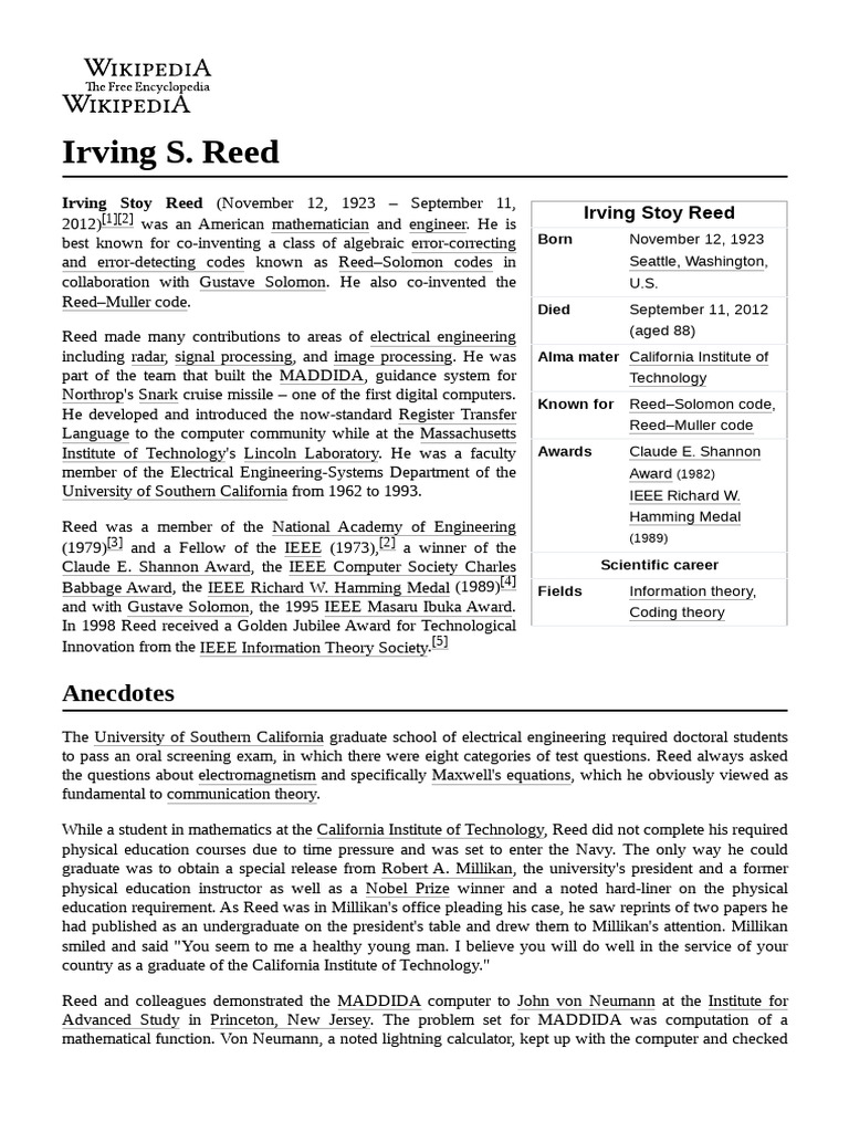 Irving S. Reed | PDF