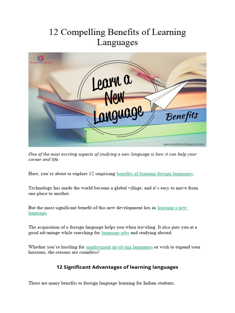 Benefits of Learning Languages | PDF | Foreign Language | Multilingualism