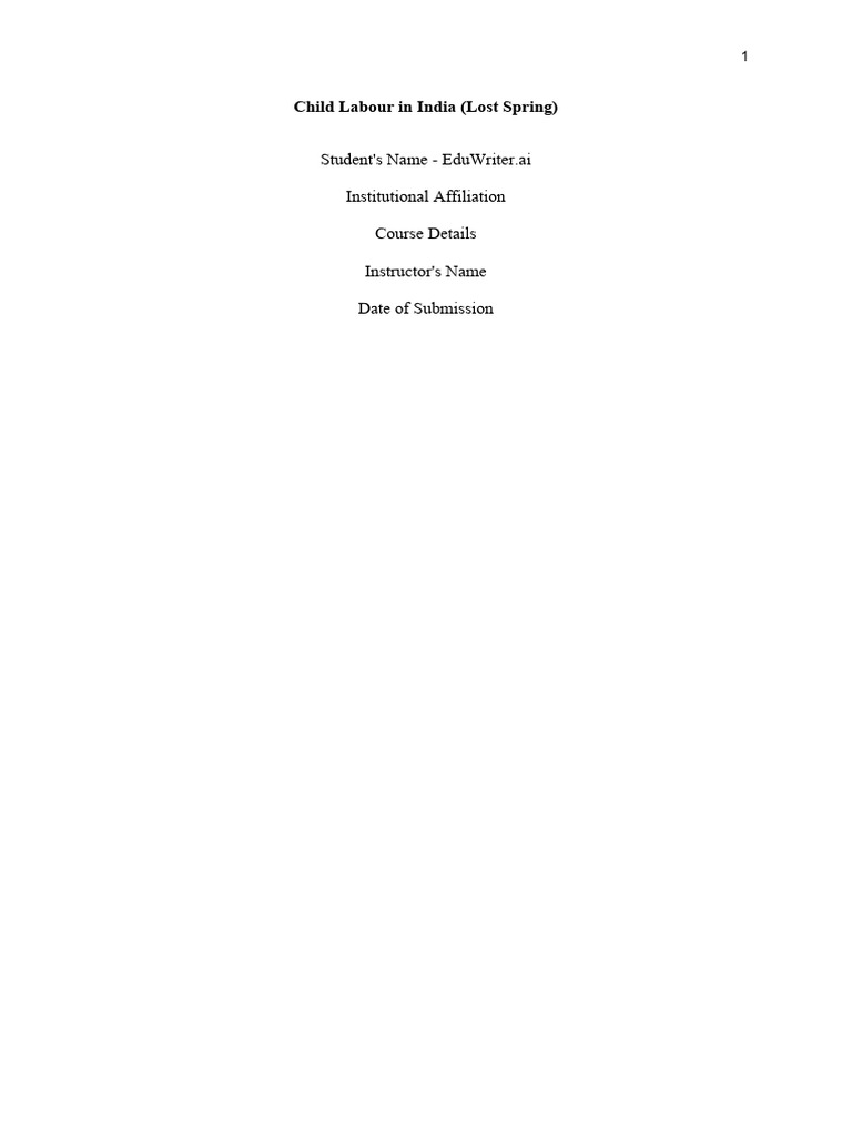 Child Labour in India (Lost Spring) | PDF | Child Labour | Hazards
