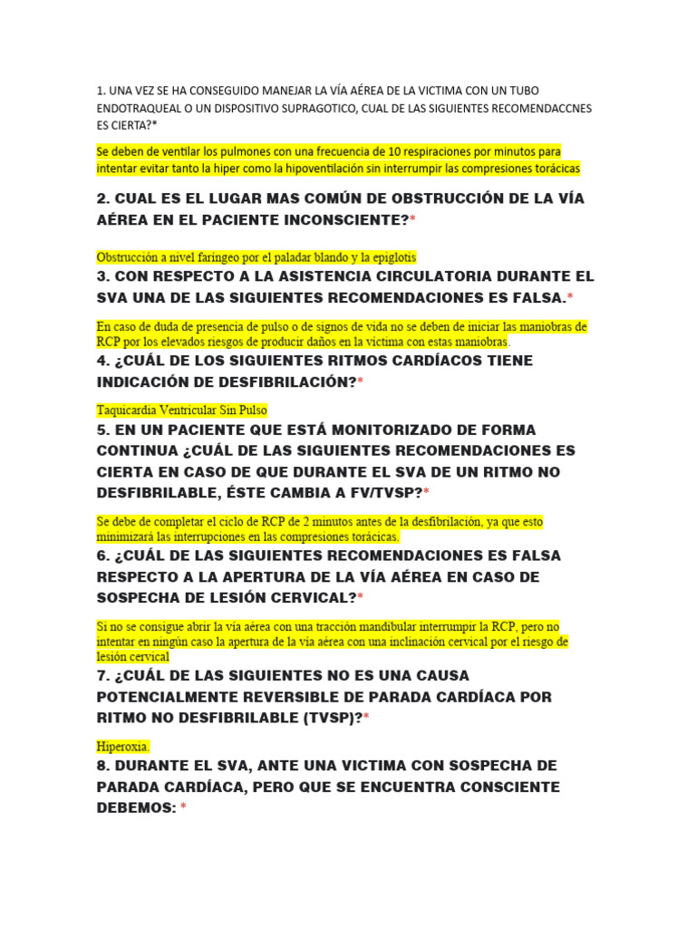 Manejo de Vía Aérea y RCP en SVA | PDF | Reanimación cardiopulmonar ...