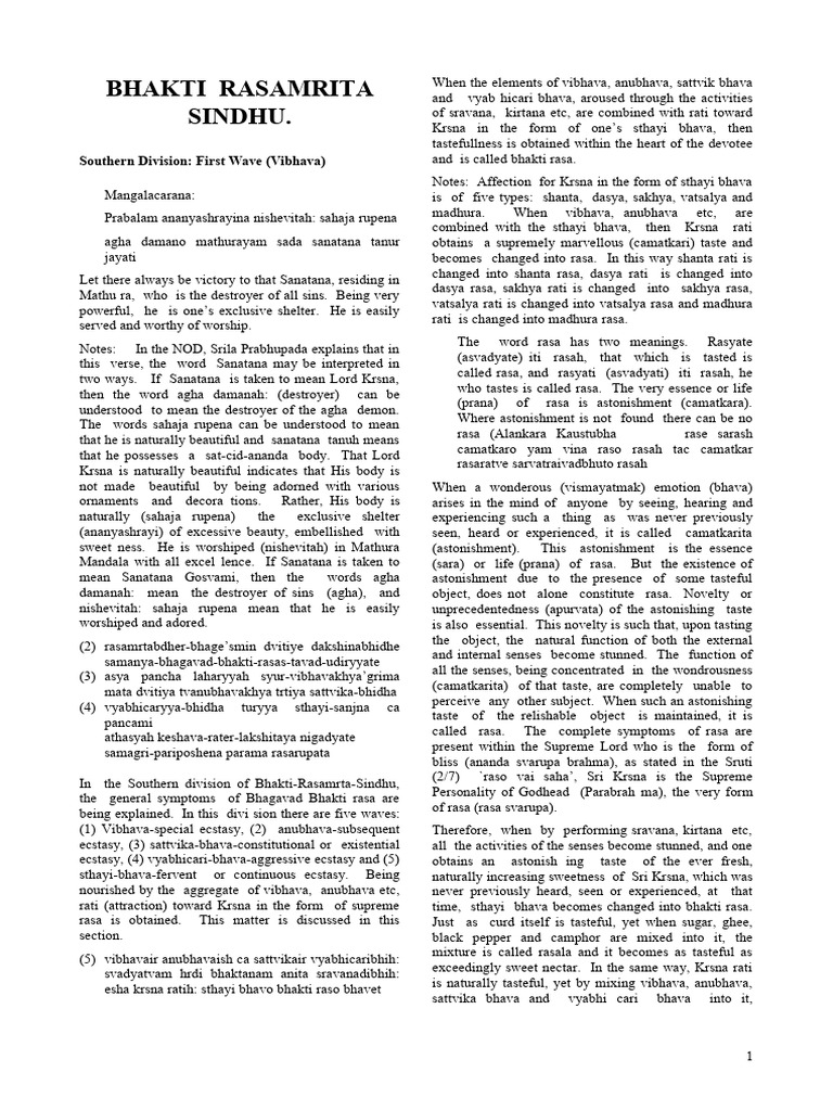 Bhakti Rasamrita Sindhu 1 | PDF | Krishna | Hinduism