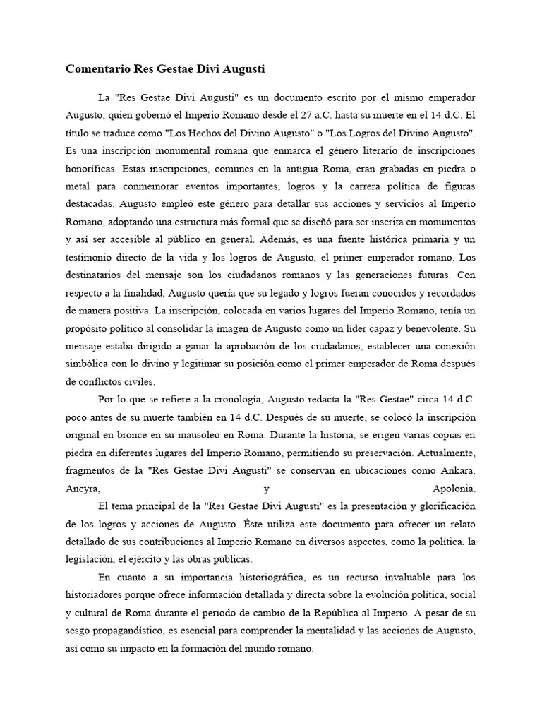 Res Gestae Divi Augusti | PDF